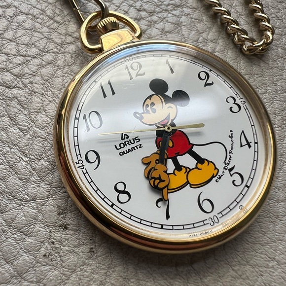 Disney | Accessories | Vintage Mickey Mouse Pocket Watch By Lorus For ...